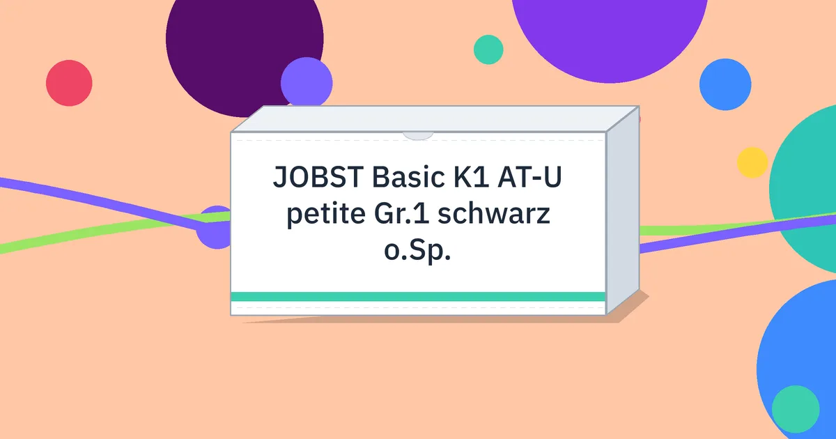 Symbolbild: Packung mit der Aufschrift JOBST Basic K1 AT-U petite Gr.1 schwarz o.Sp. (PZN 15310315) – Verfügbarkeit und Bezug in Apotheken in Frankfurt am Main