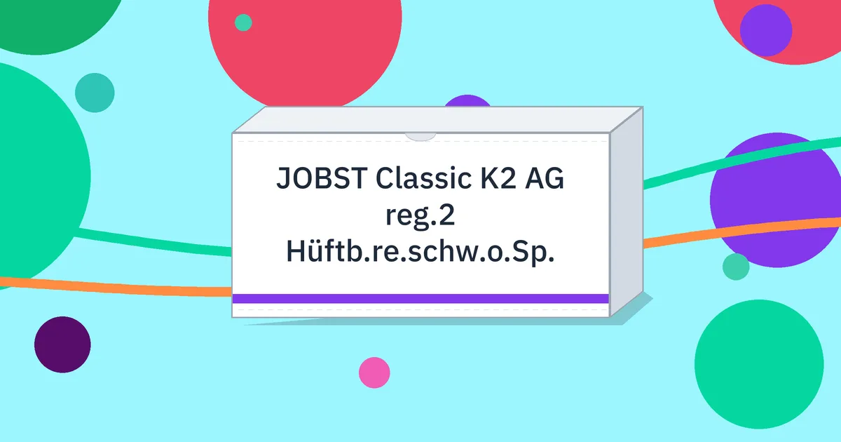 Symbolbild: Packung mit der Aufschrift JOBST Classic K2 AG reg.2 Hüftb.re.schw.o.Sp. (PZN 13067425) – Verfügbarkeit und Bezug in Apotheken in Frankfurt am Main
