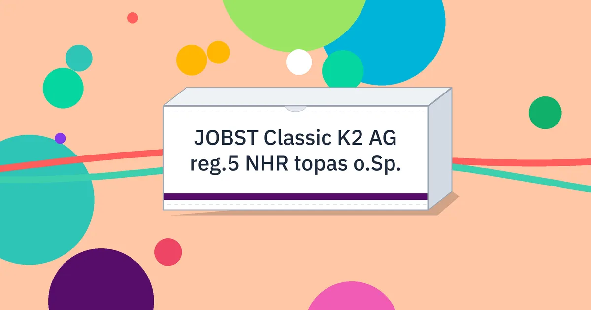 Symbolbild: Packung mit der Aufschrift JOBST Classic K2 AG reg.5 NHR topas o.Sp. (PZN 13063953) – Verfügbarkeit und Bezug in Apotheken in Frankfurt am Main