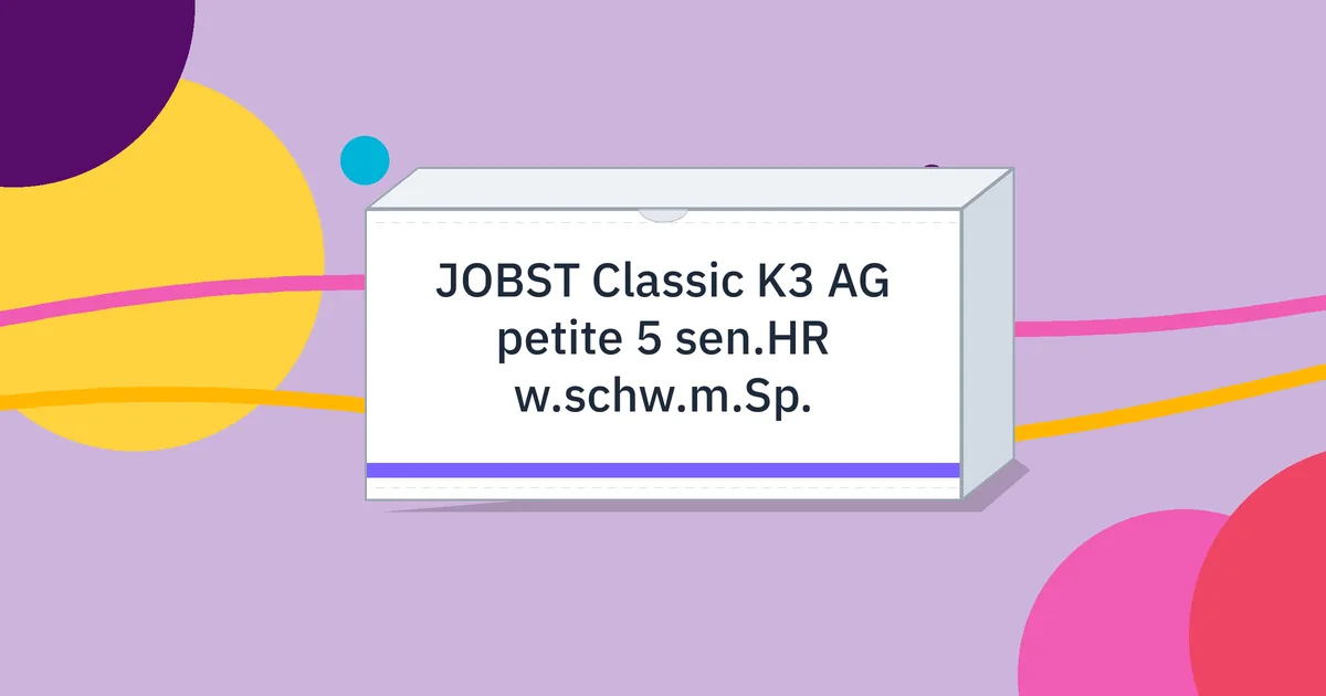 Symbolbild: Packung mit der Aufschrift JOBST Classic K3 AG petite 5 sen.HR w.schw.m.Sp. (PZN 17956961) – Verfügbarkeit und Bezug in Apotheken in Frankfurt am Main
