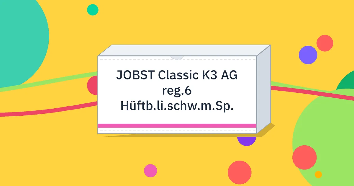 Symbolbild: Packung mit der Aufschrift JOBST Classic K3 AG reg.6 Hüftb.li.schw.m.Sp. (PZN 13075502) – Verfügbarkeit und Bezug in Apotheken in Frankfurt am Main