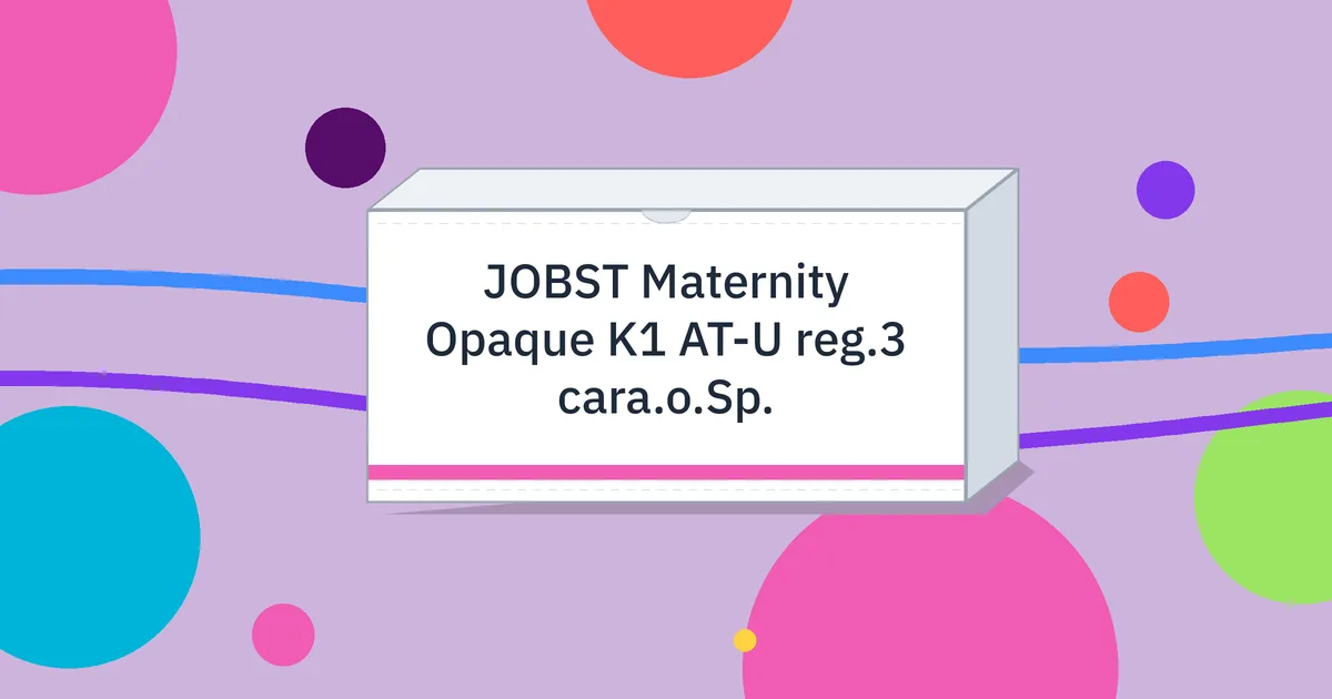 Symbolbild: Packung mit der Aufschrift JOBST Maternity Opaque K1 AT-U reg.3 cara.o.Sp. (PZN 15850483) – Verfügbarkeit und Bezug in Apotheken in Frankfurt am Main