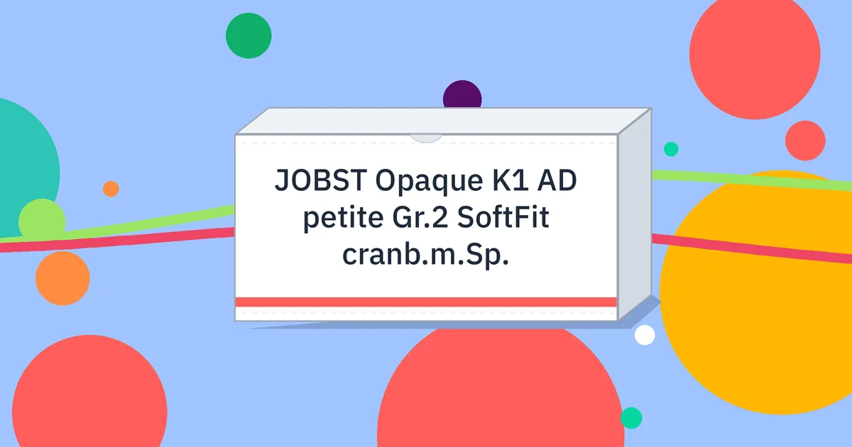 Symbolbild: Packung mit der Aufschrift JOBST Opaque K1 AD petite Gr.2 SoftFit cranb.m.Sp. (PZN 13079351) – Verfügbarkeit und Bezug in Apotheken in Frankfurt am Main