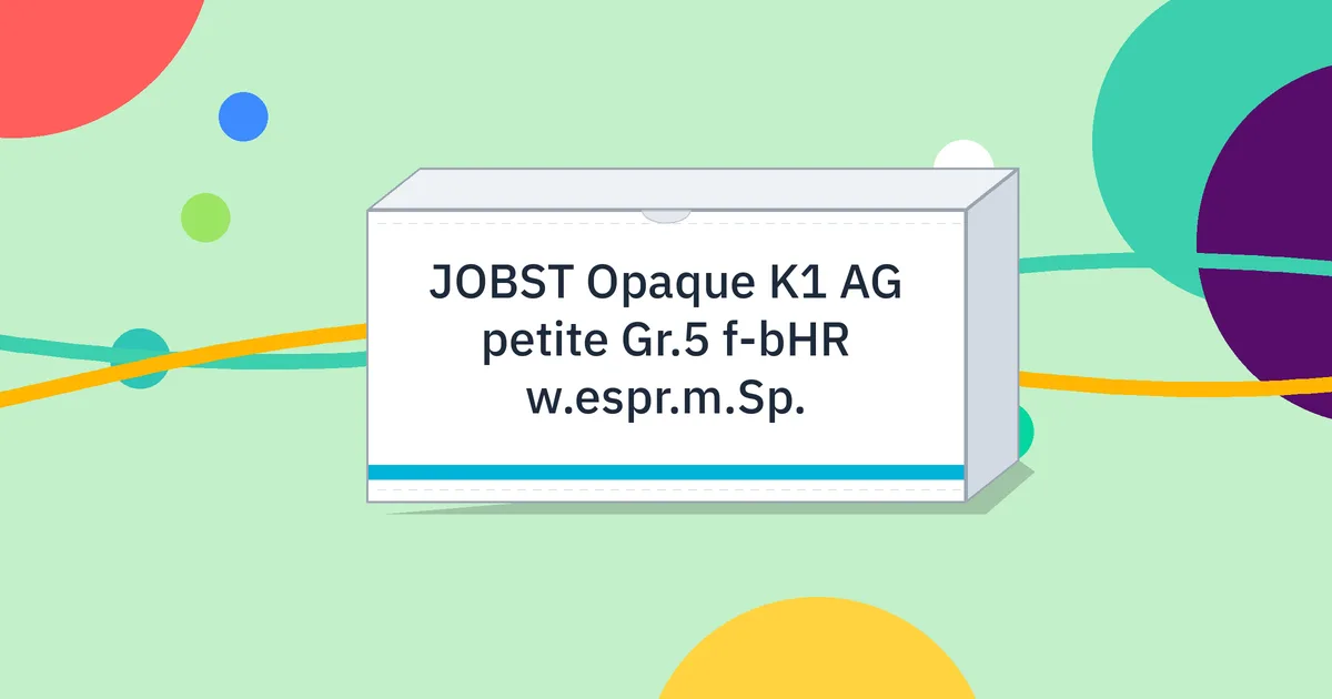 Symbolbild: Packung mit der Aufschrift JOBST Opaque K1 AG petite Gr.5 f-bHR w.espr.m.Sp. (PZN 16270902) – Verfügbarkeit und Bezug in Apotheken in Frankfurt am Main