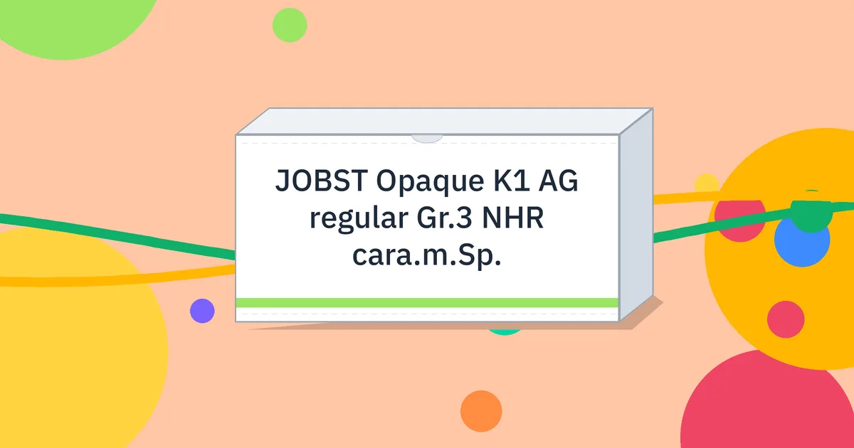 Symbolbild: Packung mit der Aufschrift JOBST Opaque K1 AG regular Gr.3 NHR cara.m.Sp. (PZN 13091369) – Verfügbarkeit und Bezug in Apotheken in Frankfurt am Main