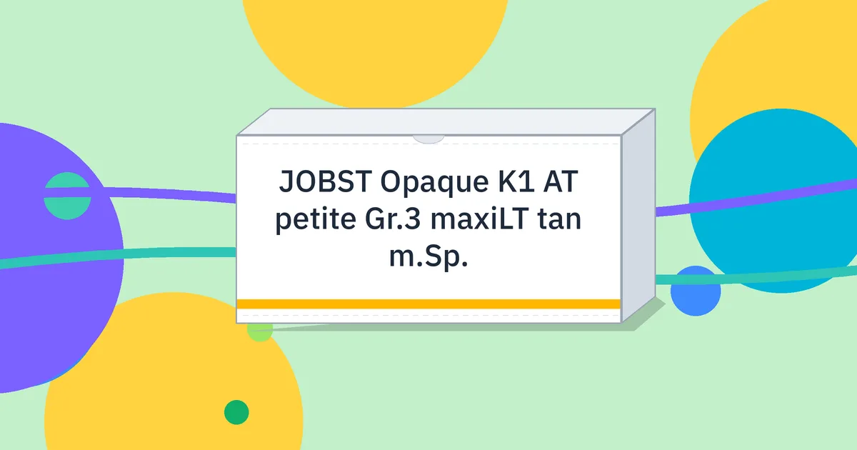 Symbolbild: Packung mit der Aufschrift JOBST Opaque K1 AT petite Gr.3 maxiLT tan m.Sp. (PZN 16276661) – Verfügbarkeit und Bezug in Apotheken in Frankfurt am Main