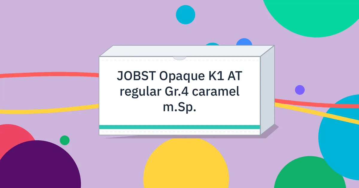 Symbolbild: Packung mit der Aufschrift JOBST Opaque K1 AT regular Gr.4 caramel m.Sp. (PZN 13106823) – Verfügbarkeit und Bezug in Apotheken in Frankfurt am Main