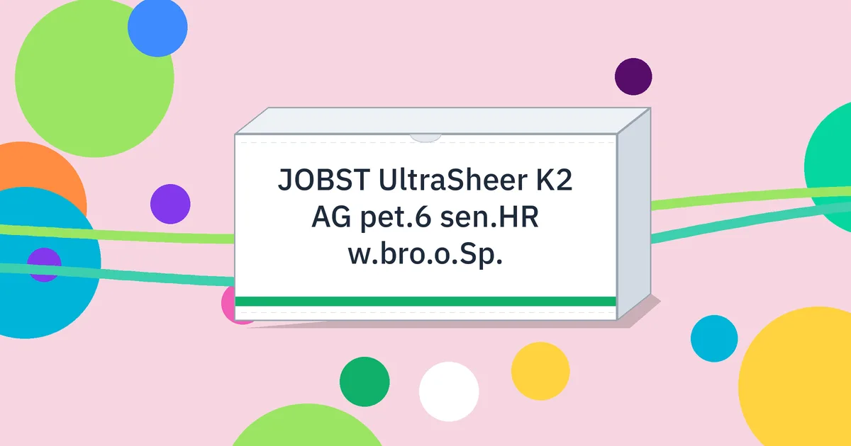 Symbolbild: Packung mit der Aufschrift JOBST UltraSheer K2 AG pet.6 sen.HR w.bro.o.Sp. (PZN 13143333) – Verfügbarkeit und Bezug in Apotheken in Frankfurt am Main