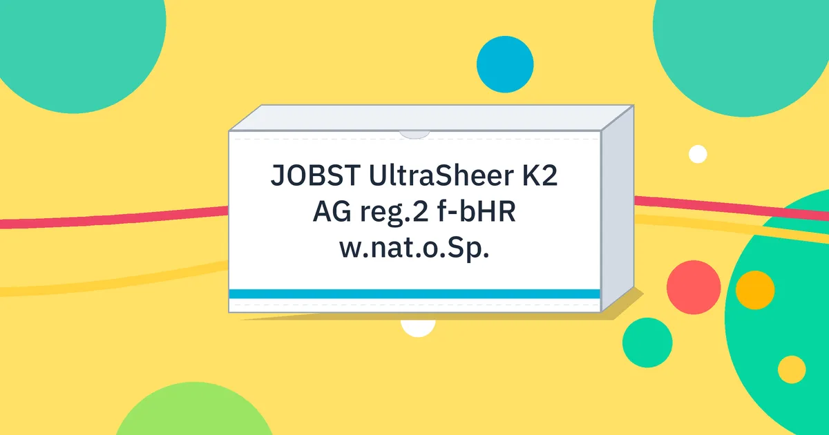 Symbolbild: Packung mit der Aufschrift JOBST UltraSheer K2 AG reg.2 f-bHR w.nat.o.Sp. (PZN 11260543) – Verfügbarkeit und Bezug in Apotheken in Frankfurt am Main
