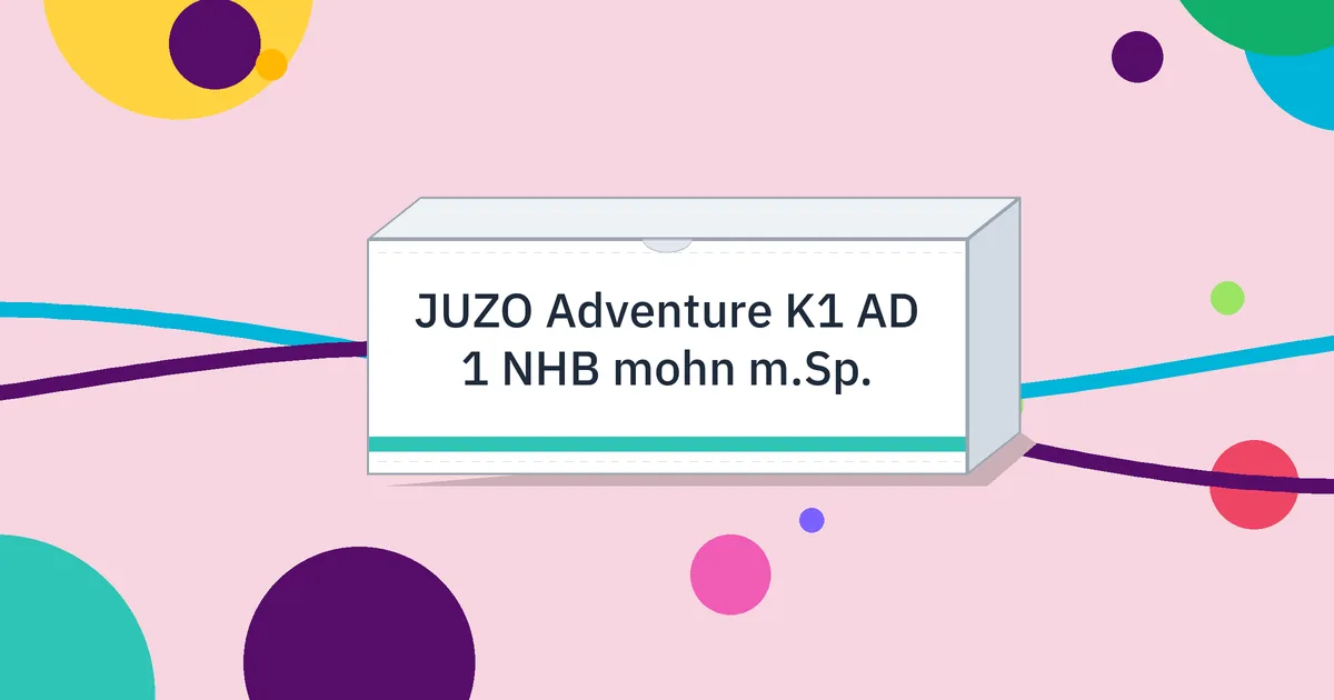 Symbolbild: Packung mit der Aufschrift JUZO Adventure K1 AD 1 NHB mohn m.Sp. (PZN 14974579) – Verfügbarkeit und Bezug in Apotheken in Frankfurt am Main