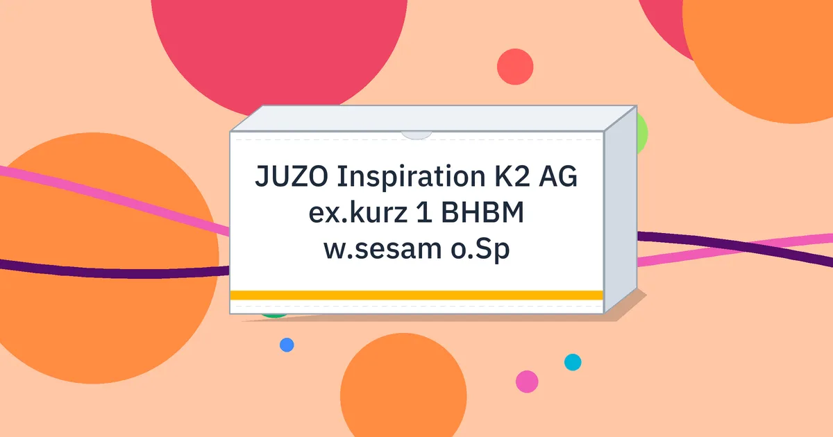 Symbolbild: Packung mit der Aufschrift JUZO Inspiration K2 AG ex.kurz 1 BHBM w.sesam o.Sp (PZN 14885858) – Verfügbarkeit und Bezug in Apotheken in Frankfurt am Main