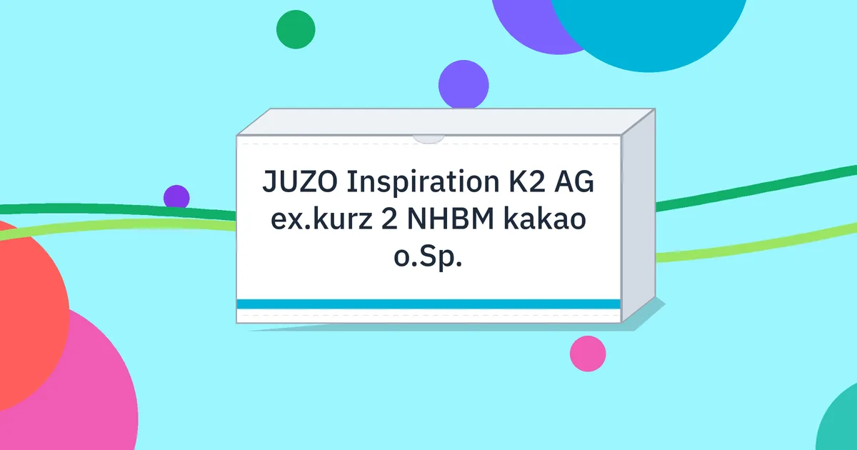 Symbolbild: Packung mit der Aufschrift JUZO Inspiration K2 AG ex.kurz 2 NHBM kakao o.Sp. (PZN 14951147) – Verfügbarkeit und Bezug in Apotheken in Frankfurt am Main