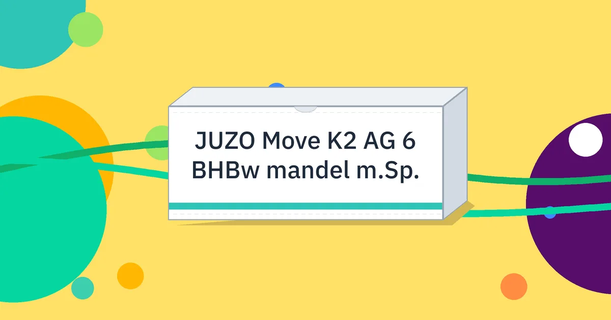 Symbolbild: Packung mit der Aufschrift JUZO Move K2 AG 6 BHBw mandel m.Sp. (PZN 16645644) – Verfügbarkeit und Bezug in Apotheken in Frankfurt am Main