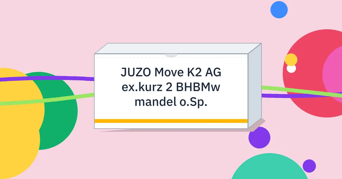 Symbolbild: Packung mit der Aufschrift JUZO Move K2 AG ex.kurz 2 BHBMw mandel o.Sp. (PZN 16649671) – Verfügbarkeit und Bezug in Apotheken in Frankfurt am Main