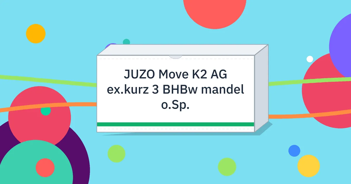 Symbolbild: Packung mit der Aufschrift JUZO Move K2 AG ex.kurz 3 BHBw mandel o.Sp. (PZN 16646201) – Verfügbarkeit und Bezug in Apotheken in Frankfurt am Main