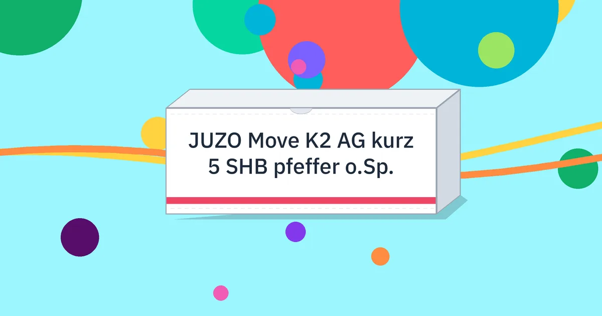 Symbolbild: Packung mit der Aufschrift JUZO Move K2 AG kurz 5 SHB pfeffer o.Sp. (PZN 16651679) – Verfügbarkeit und Bezug in Apotheken in Frankfurt am Main
