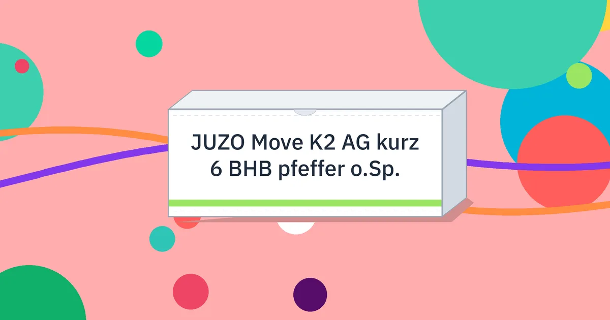 Symbolbild: Packung mit der Aufschrift JUZO Move K2 AG kurz 6 BHB pfeffer o.Sp. (PZN 16639365) – Verfügbarkeit und Bezug in Apotheken in Frankfurt am Main