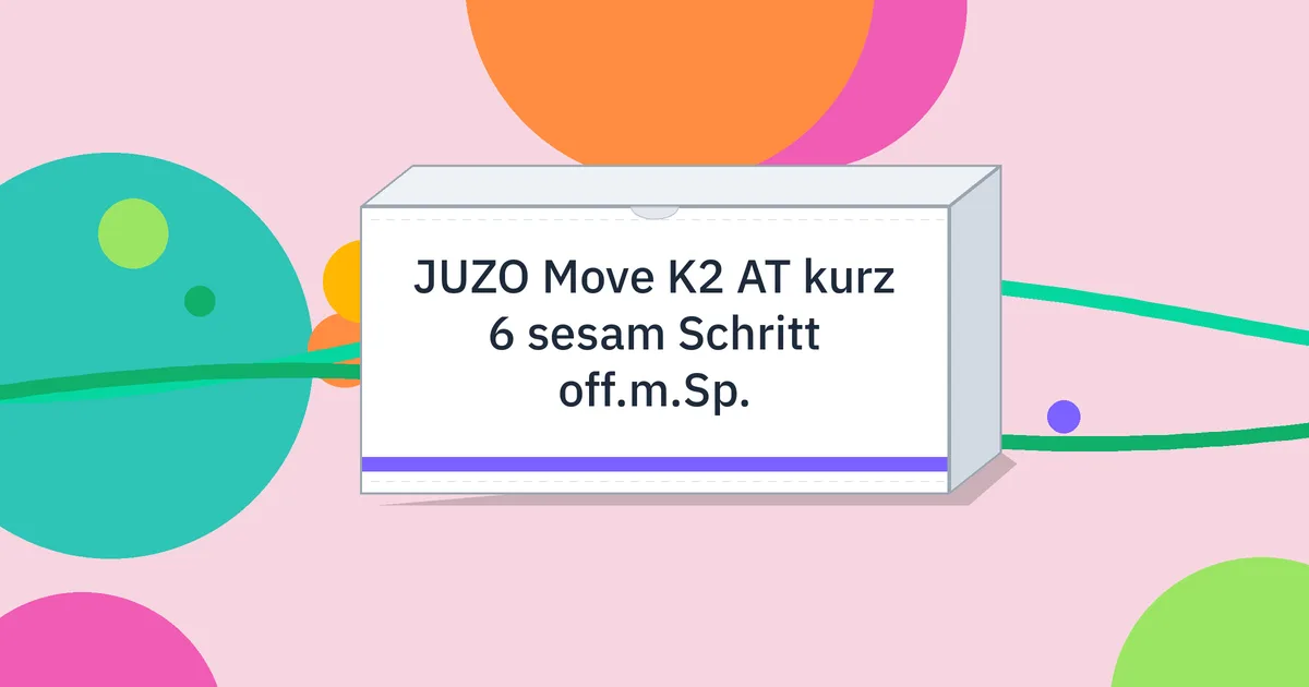 Symbolbild: Packung mit der Aufschrift JUZO Move K2 AT kurz 6 sesam Schritt off.m.Sp. (PZN 20674367) – Verfügbarkeit und Bezug in Apotheken in Frankfurt am Main
