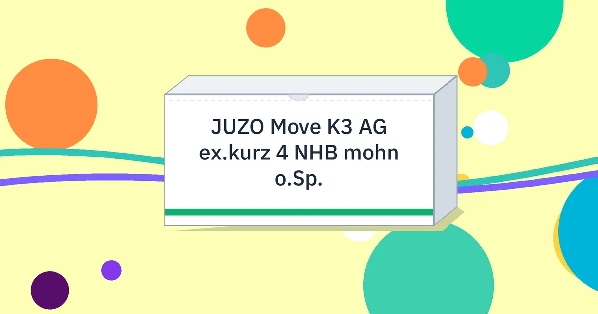 Symbolbild: Packung mit der Aufschrift JUZO Move K3 AG ex.kurz 4 NHB mohn o.Sp. (PZN 18597010) – Verfügbarkeit und Bezug in Apotheken in Frankfurt am Main