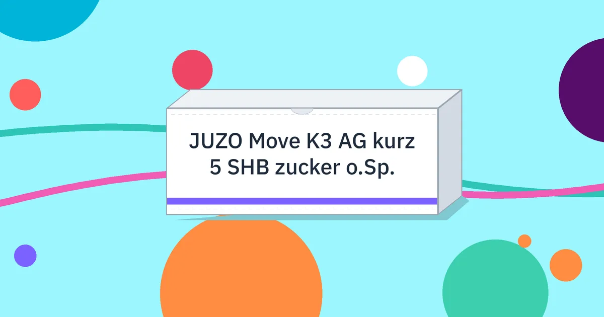Symbolbild: Packung mit der Aufschrift JUZO Move K3 AG kurz 5 SHB zucker o.Sp. (PZN 18581291) – Verfügbarkeit und Bezug in Apotheken in Frankfurt am Main