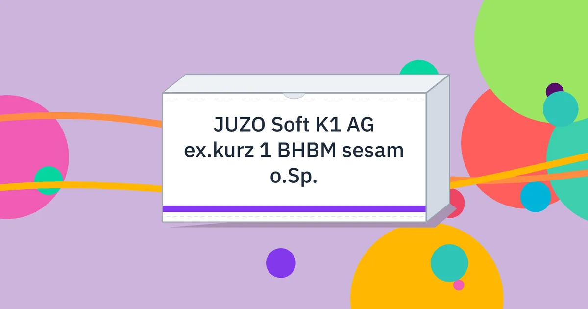 Symbolbild: Packung mit der Aufschrift JUZO Soft K1 AG ex.kurz 1 BHBM sesam o.Sp. (PZN 14858235) – Verfügbarkeit und Bezug in Apotheken in Frankfurt am Main