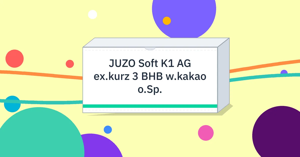 Symbolbild: Packung mit der Aufschrift JUZO Soft K1 AG ex.kurz 3 BHB w.kakao o.Sp. (PZN 14840407) – Verfügbarkeit und Bezug in Apotheken in Frankfurt am Main