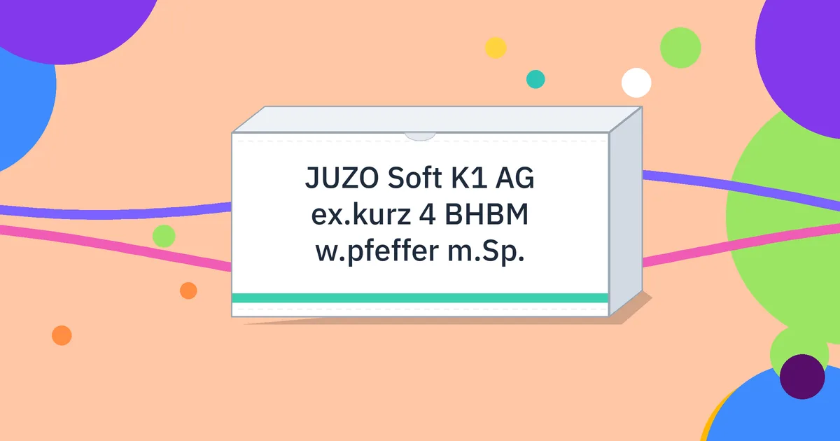 Symbolbild: Packung mit der Aufschrift JUZO Soft K1 AG ex.kurz 4 BHBM w.pfeffer m.Sp. (PZN 14864046) – Verfügbarkeit und Bezug in Apotheken in Frankfurt am Main