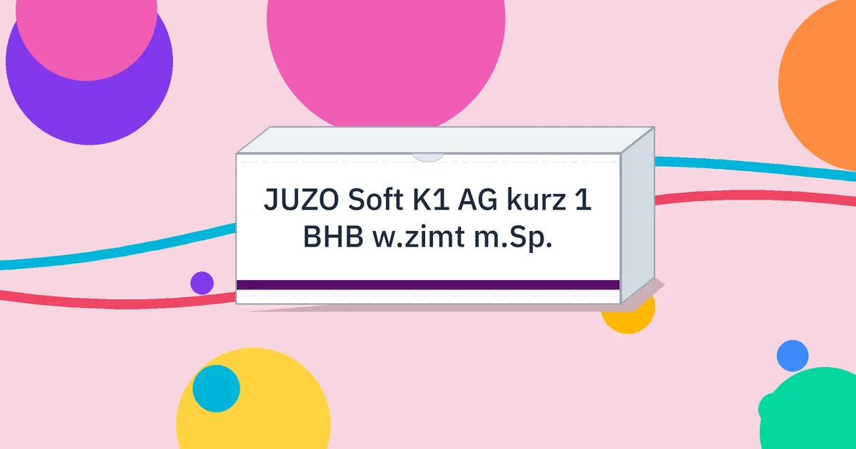 Symbolbild: Packung mit der Aufschrift JUZO Soft K1 AG kurz 1 BHB w.zimt m.Sp. (PZN 14837954) – Verfügbarkeit und Bezug in Apotheken in Frankfurt am Main