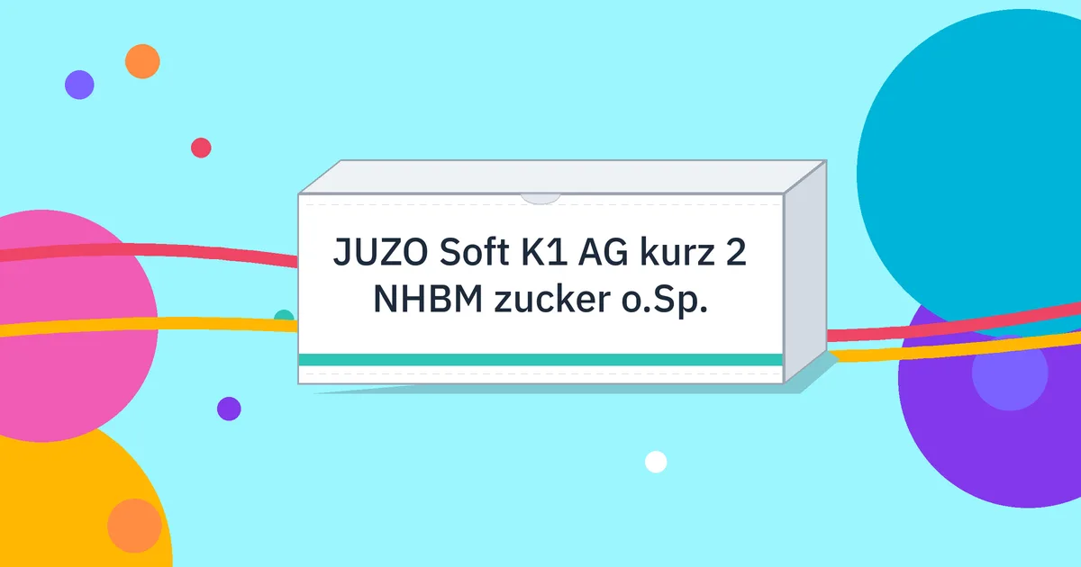 Symbolbild: Packung mit der Aufschrift JUZO Soft K1 AG kurz 2 NHBM zucker o.Sp. (PZN 14996345) – Verfügbarkeit und Bezug in Apotheken in Frankfurt am Main