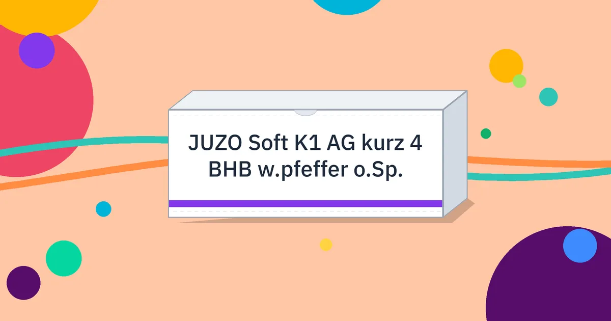 Symbolbild: Packung mit der Aufschrift JUZO Soft K1 AG kurz 4 BHB w.pfeffer o.Sp. (PZN 14838592) – Verfügbarkeit und Bezug in Apotheken in Frankfurt am Main