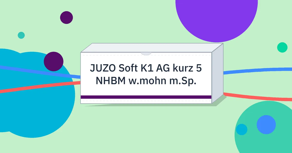 Symbolbild: Packung mit der Aufschrift JUZO Soft K1 AG kurz 5 NHBM w.mohn m.Sp. (PZN 15016490) – Verfügbarkeit und Bezug in Apotheken in Frankfurt am Main