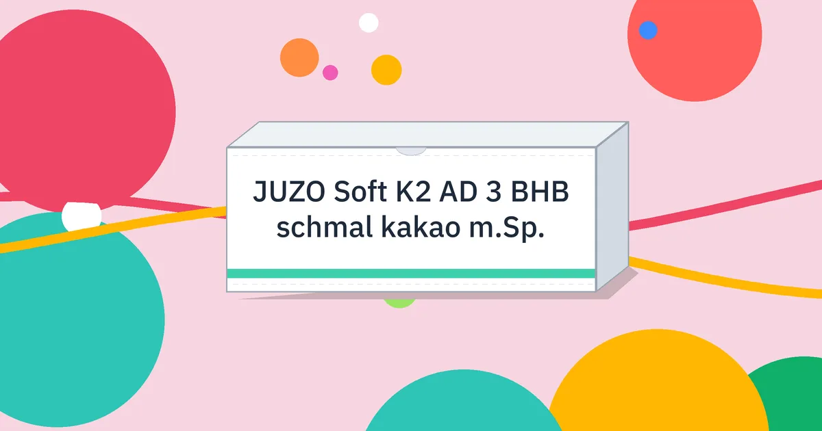 Symbolbild: Packung mit der Aufschrift JUZO Soft K2 AD 3 BHB schmal kakao m.Sp. (PZN 15465408) – Verfügbarkeit und Bezug in Apotheken in Frankfurt am Main