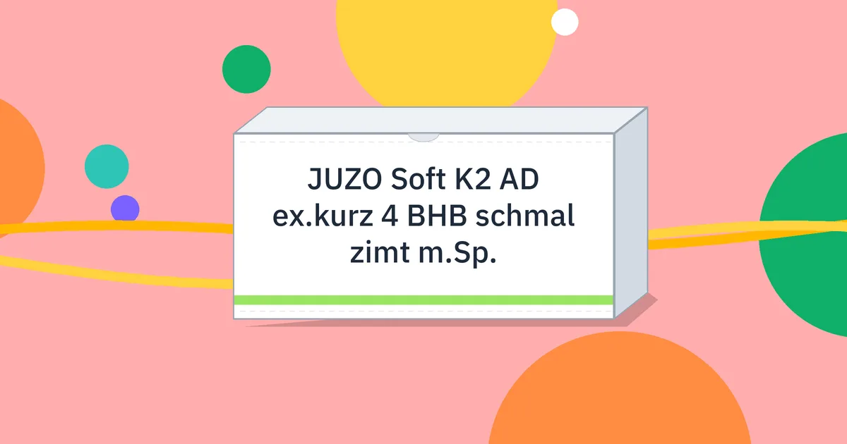 Symbolbild: Packung mit der Aufschrift JUZO Soft K2 AD ex.kurz 4 BHB schmal zimt m.Sp. (PZN 15466282) – Verfügbarkeit und Bezug in Apotheken in Frankfurt am Main