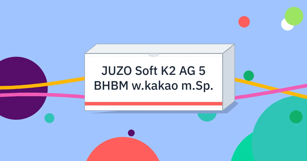 Symbolbild: Packung mit der Aufschrift JUZO Soft K2 AG 5 BHBM w.kakao m.Sp. (PZN 14867205) – Verfügbarkeit und Bezug in Apotheken in Frankfurt am Main