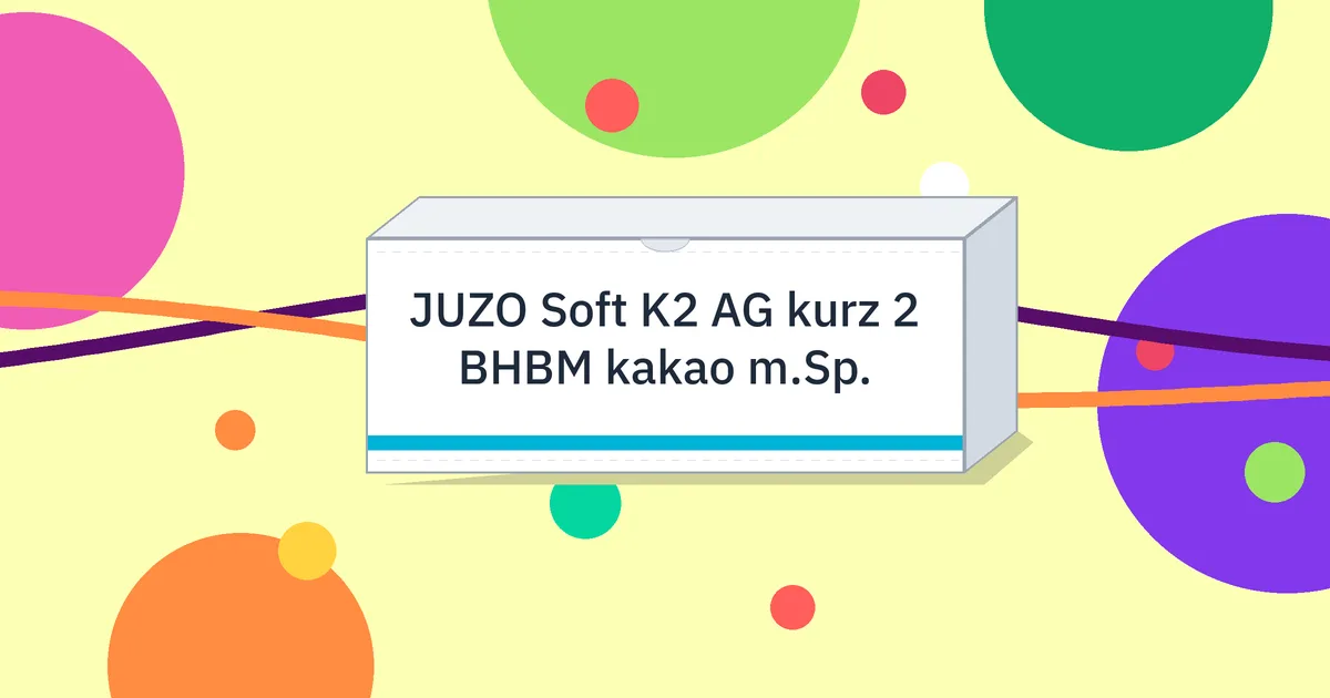 Symbolbild: Packung mit der Aufschrift JUZO Soft K2 AG kurz 2 BHBM kakao m.Sp. (PZN 14859921) – Verfügbarkeit und Bezug in Apotheken in Frankfurt am Main