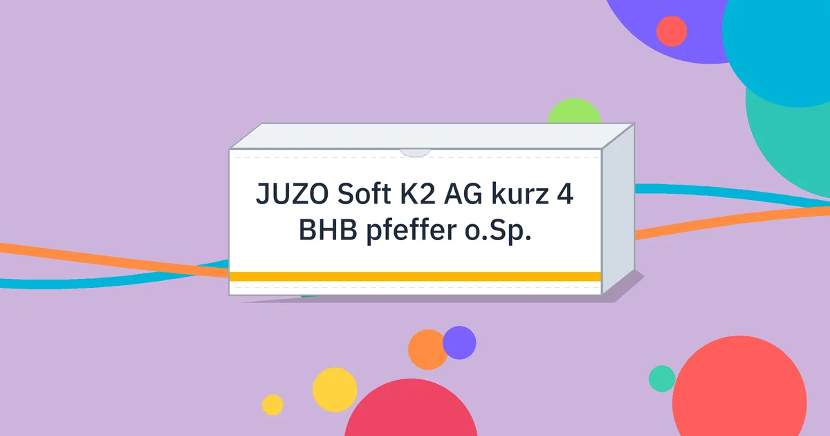 Symbolbild: Packung mit der Aufschrift JUZO Soft K2 AG kurz 4 BHB pfeffer o.Sp. (PZN 14826614) – Verfügbarkeit und Bezug in Apotheken in Frankfurt am Main