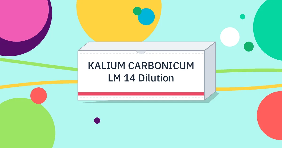 Symbolbild: Packung mit der Aufschrift KALIUM CARBONICUM LM 14 Dilution (PZN 12918312) – Verfügbarkeit und Bezug in Apotheken in Frankfurt am Main
