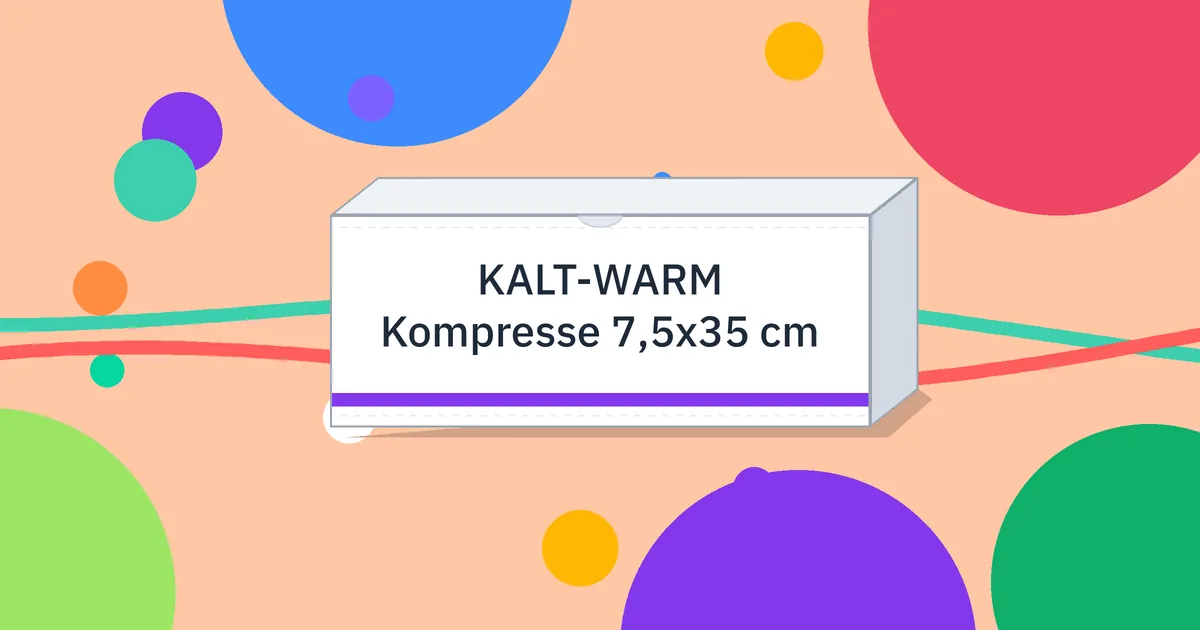 Symbolbild: Packung mit der Aufschrift KALT-WARM Kompresse 7,5x35 cm (PZN 07485118) – Verfügbarkeit und Bezug in Apotheken in Frankfurt am Main