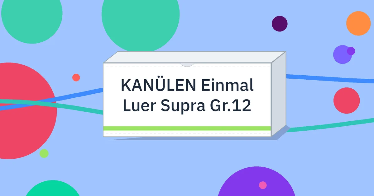 Symbolbild: Packung mit der Aufschrift KANÜLEN Einmal Luer Supra Gr.12 (PZN 03181692) – Verfügbarkeit und Bezug in Apotheken in Frankfurt am Main