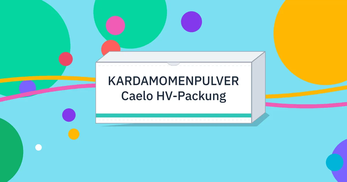 Symbolbild: Packung mit der Aufschrift KARDAMOMENPULVER Caelo HV-Packung (PZN 15866308) – Verfügbarkeit und Bezug in Apotheken in Frankfurt am Main