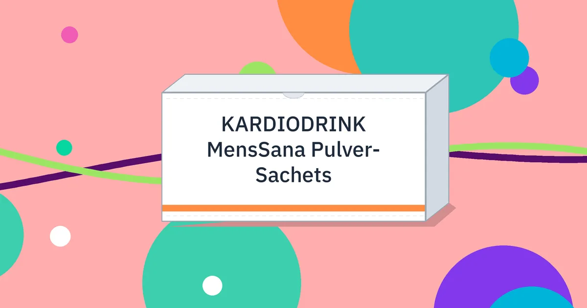 Symbolbild: Packung mit der Aufschrift KARDIODRINK MensSana Pulver-Sachets (PZN 16356176) – Verfügbarkeit und Bezug in Apotheken in Frankfurt am Main