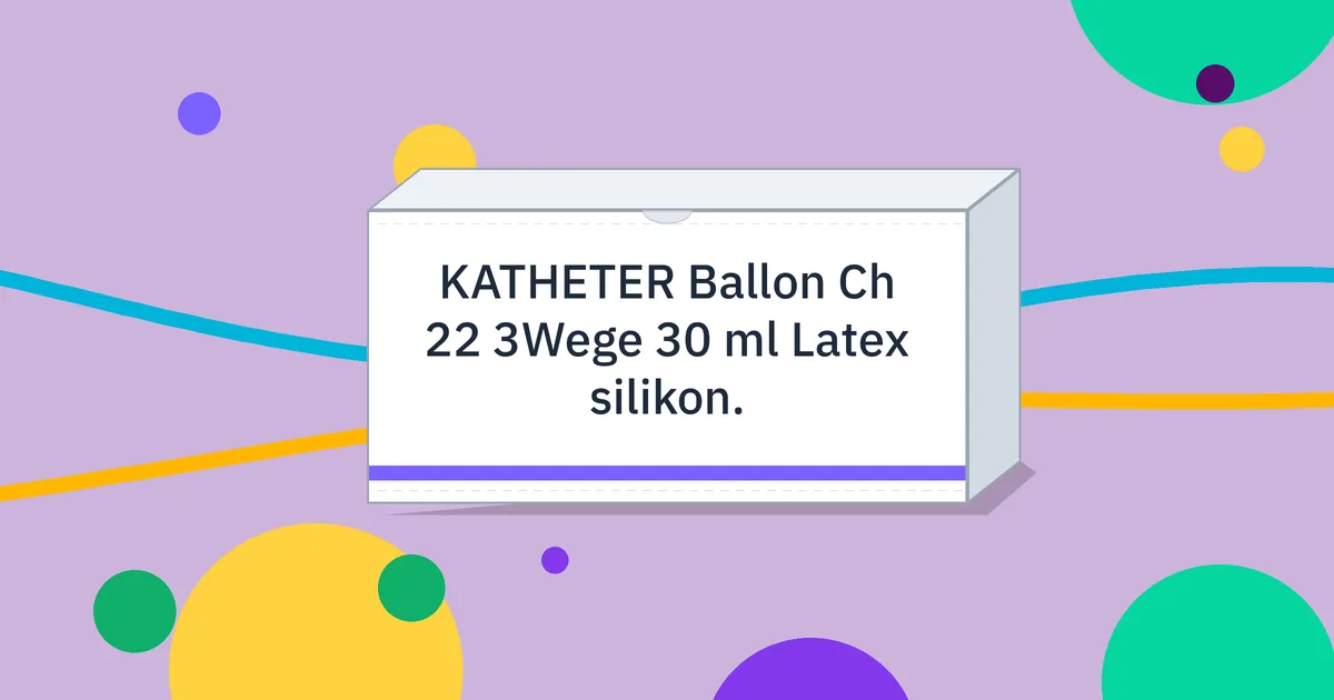 Symbolbild: Packung mit der Aufschrift KATHETER Ballon Ch 22 3Wege 30 ml Latex silikon. (PZN 14241492) – Verfügbarkeit und Bezug in Apotheken in Frankfurt am Main