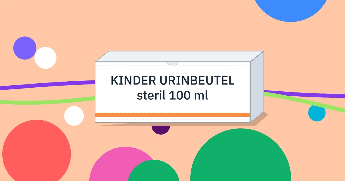 Symbolbild: Packung mit der Aufschrift KINDER URINBEUTEL steril 100 ml (PZN 16034739) – Verfügbarkeit und Bezug in Apotheken in Frankfurt am Main
