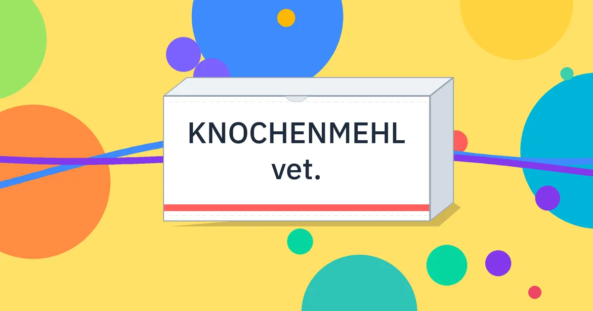 Symbolbild: Packung mit der Aufschrift KNOCHENMEHL vet. (PZN 03345662) – Verfügbarkeit und Bezug in Apotheken in Frankfurt am Main