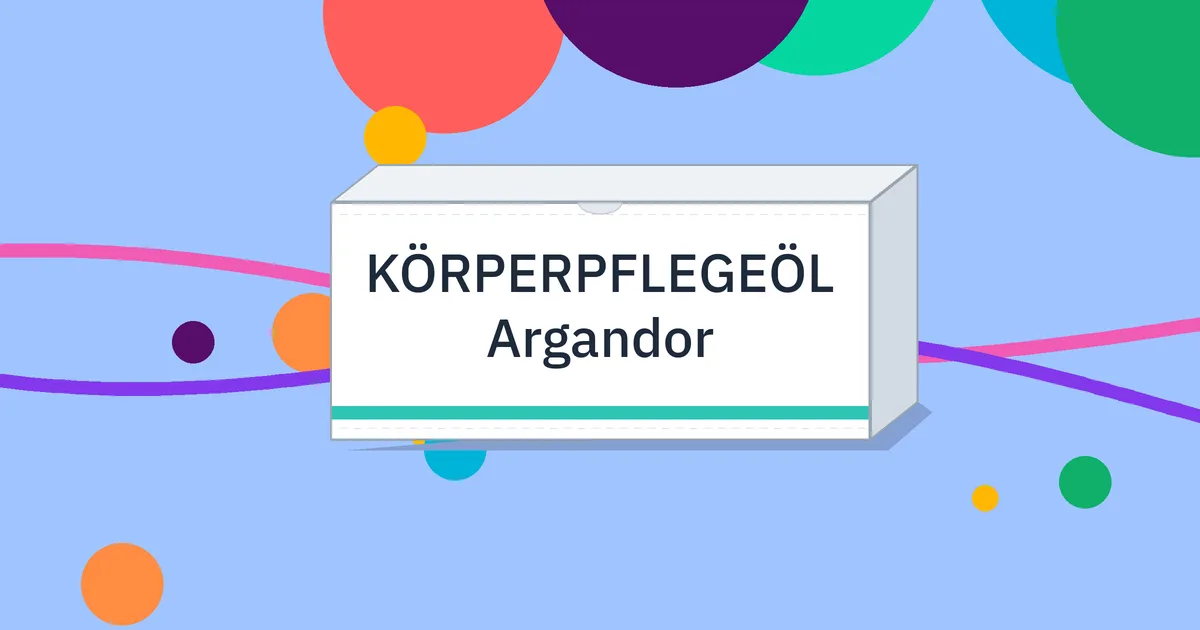 Symbolbild: Packung mit der Aufschrift KÖRPERPFLEGEÖL Argandor (PZN 18330376) – Verfügbarkeit und Bezug in Apotheken in Frankfurt am Main