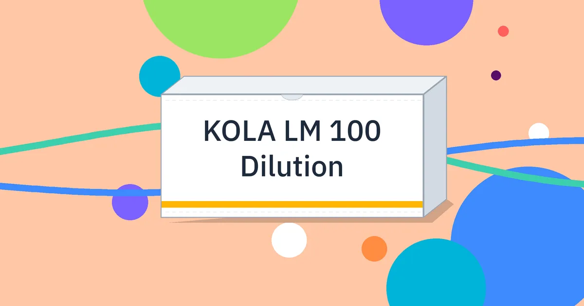Symbolbild: Packung mit der Aufschrift KOLA LM 100 Dilution (PZN 13519726) – Verfügbarkeit und Bezug in Apotheken in Frankfurt am Main