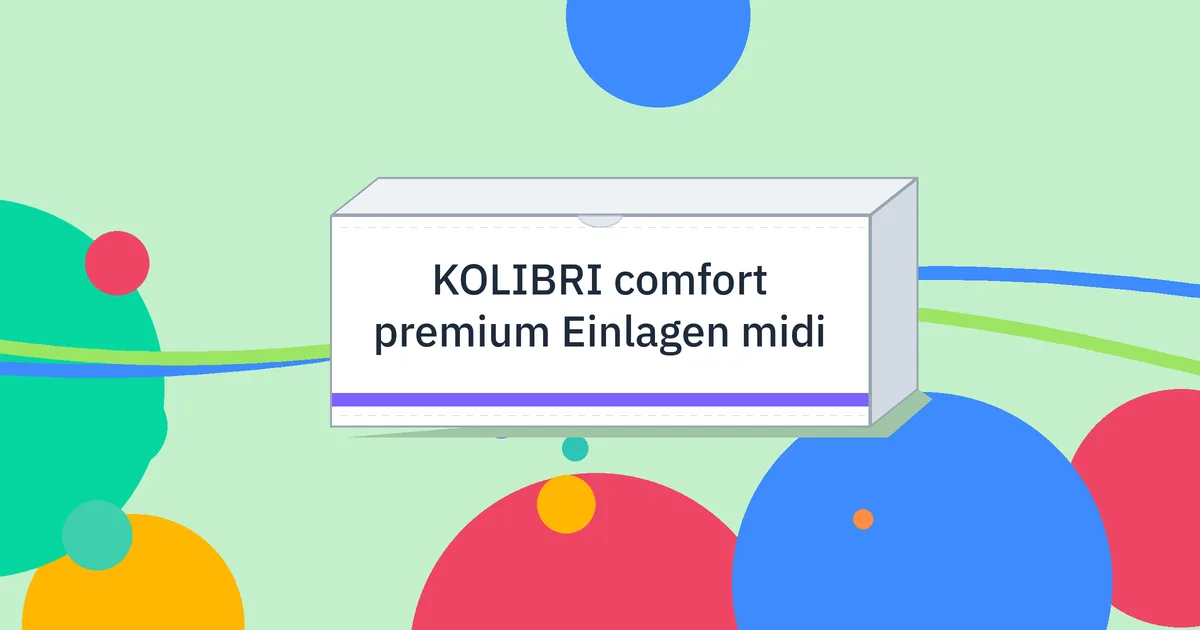 Symbolbild: Packung mit der Aufschrift KOLIBRI comfort premium Einlagen midi (PZN 11036604) – Verfügbarkeit und Bezug in Apotheken in Frankfurt am Main
