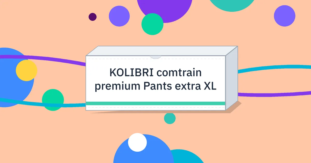 Symbolbild: Packung mit der Aufschrift KOLIBRI comtrain premium Pants extra XL (PZN 15427520) – Verfügbarkeit und Bezug in Apotheken in Frankfurt am Main