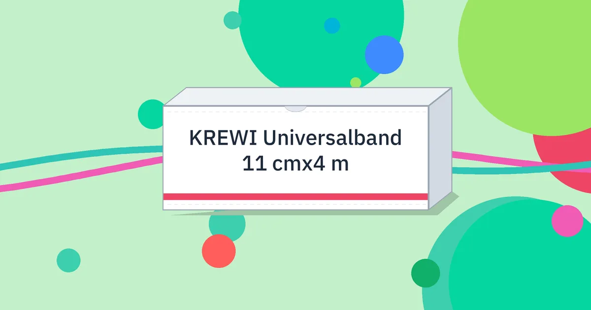 Symbolbild: Packung mit der Aufschrift KREWI Universalband 11 cmx4 m (PZN 06711481) – Verfügbarkeit und Bezug in Apotheken in Frankfurt am Main