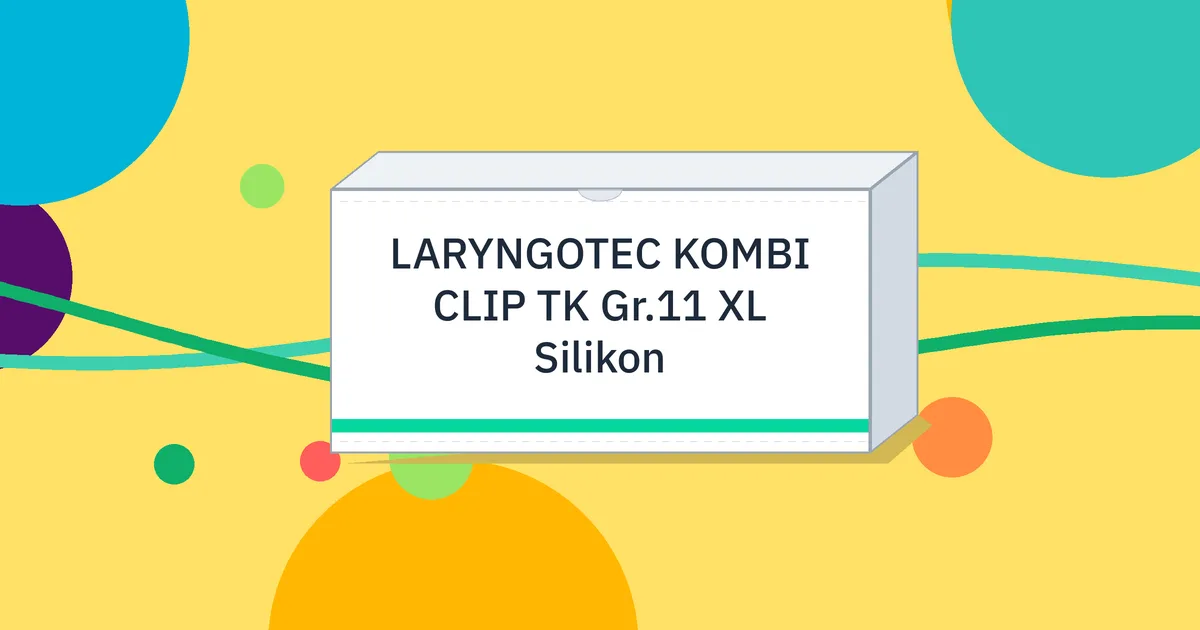Symbolbild: Packung mit der Aufschrift LARYNGOTEC KOMBI CLIP TK Gr.11 XL Silikon (PZN 09538764) – Verfügbarkeit und Bezug in Apotheken in Frankfurt am Main